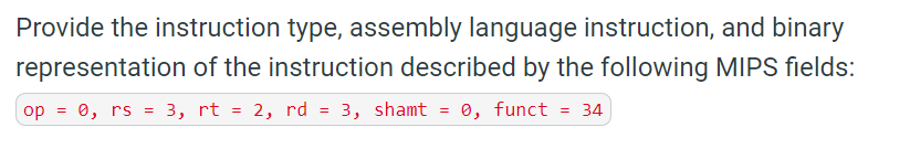 Solved Provide the instruction type, assembly language | Chegg.com Solved Provide the instruction type, assembly language | Chegg.com