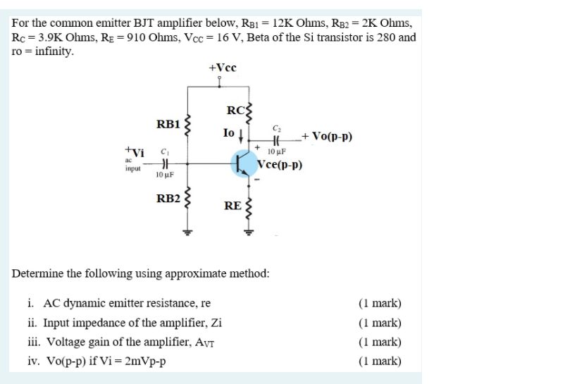 Solved For the common emitter BJT amplifier below, R31 = 12K | Chegg.com