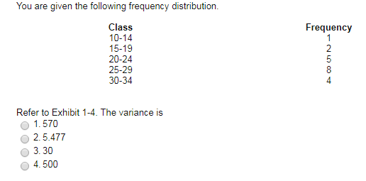 Solved You are given the following frequency distribution | Chegg.com