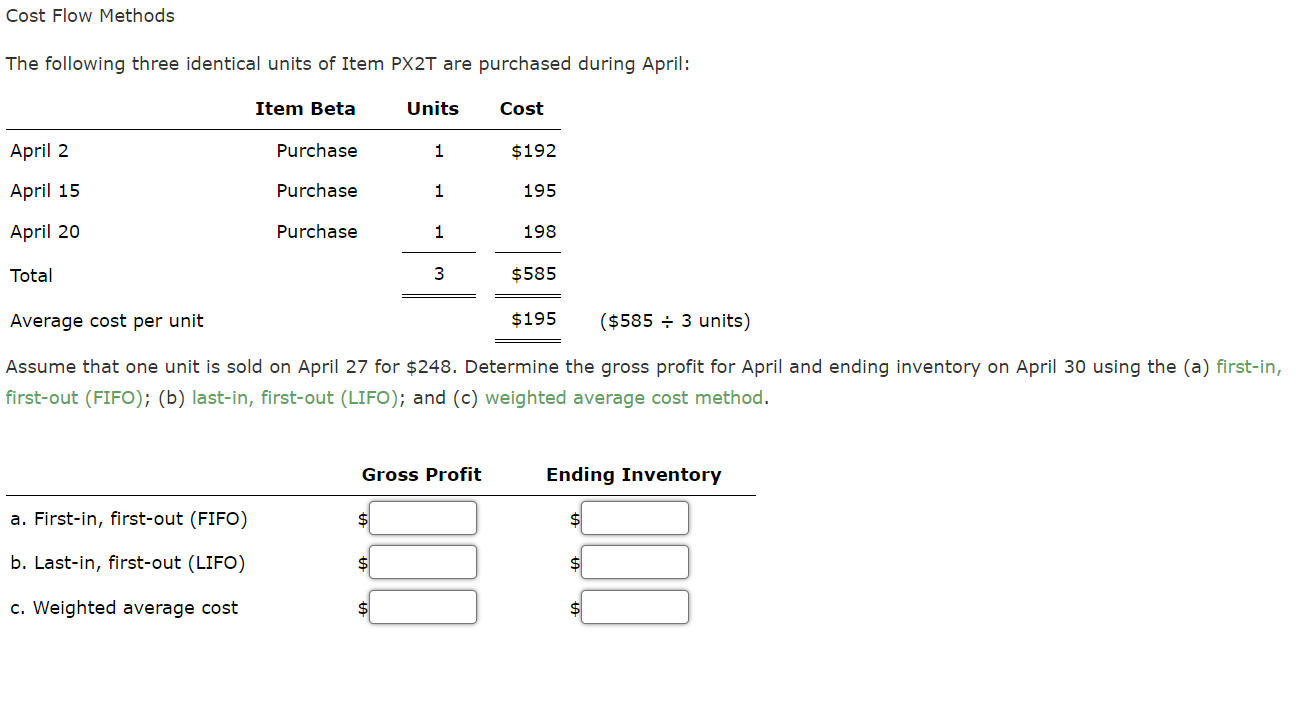 Solved Cost Flow Methods The following three identical units | Chegg.com