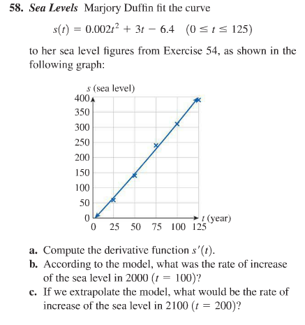 Solved 58. Sea Levels Marjory Duffin fit the curve (t) | Chegg.com
