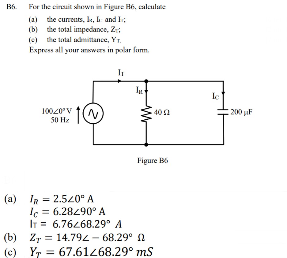 Solved B6. ﻿For the circuit shown in Figure B6, | Chegg.com