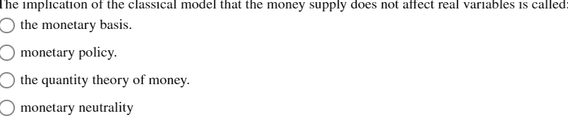 Solved The implication of the classical model that the money | Chegg.com