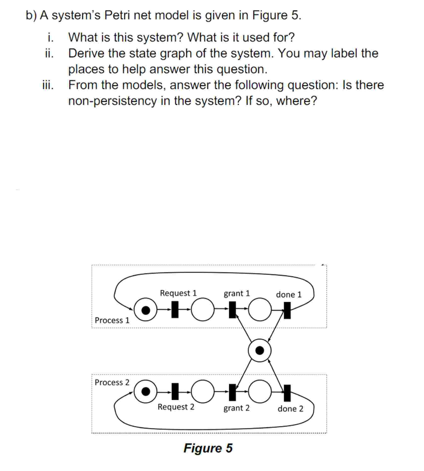 Solved b) ﻿A system's Petri net model is given in Figure 5. | Chegg.com
