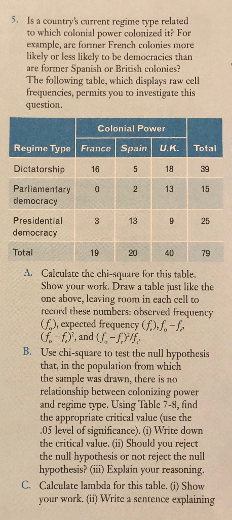 Solved 5. Is a country's current regime type related to | Chegg.com