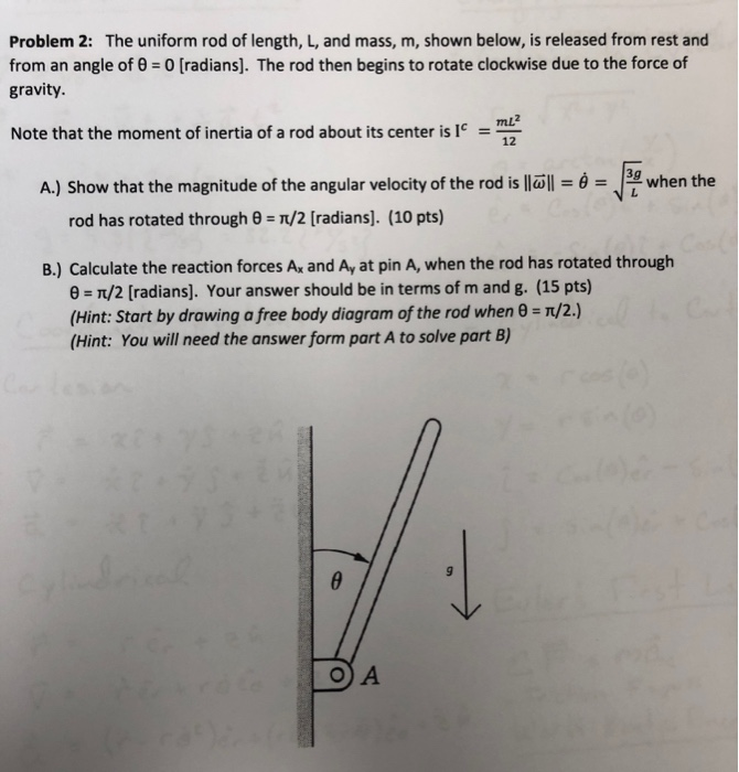 Solved Problem 2: The uniform rod of length, L, and mass, m, | Chegg.com