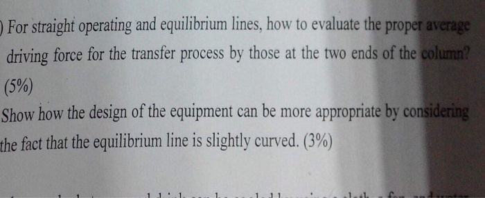 Solved For straight operating and equilibrium lines, how to | Chegg.com