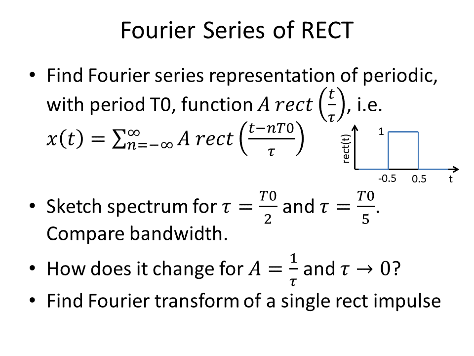 Solved Fourier Series of RECT t • Find Fourier series | Chegg.com