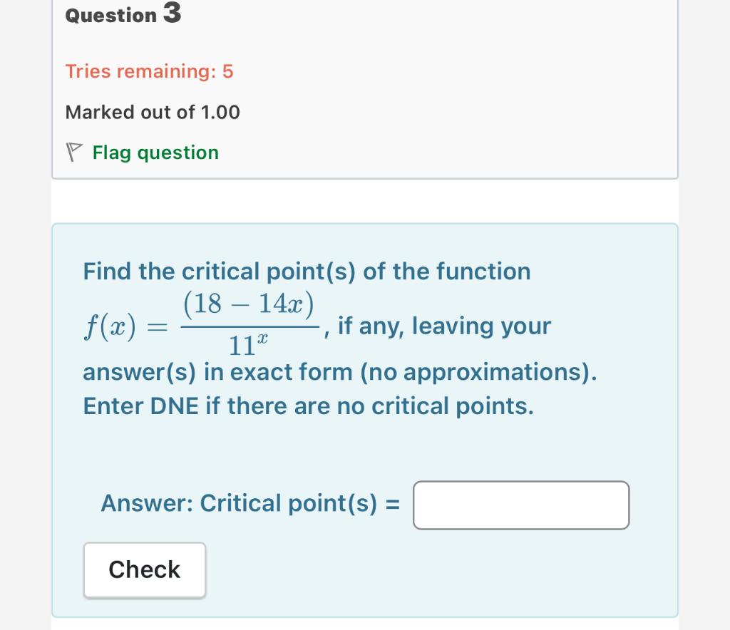 Solved Find the critical point(s) of the function | Chegg.com