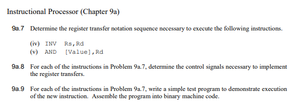 Solved Instructional Processor (Chapter 9a) 92.7 Determine | Chegg.com