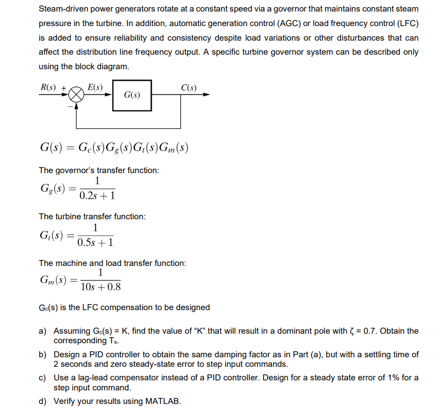 Solved Steam-driven power generators rotate at a constant | Chegg.com