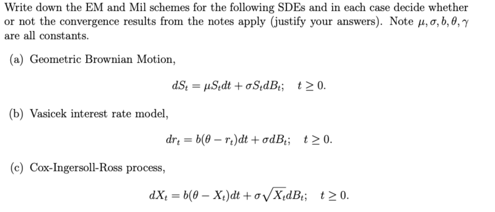 Solved Write down the EM and Mil schemes for the following | Chegg.com