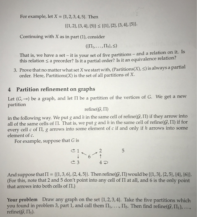 Solved 3 Partitions on a fixed set X, and an order on them | Chegg.com