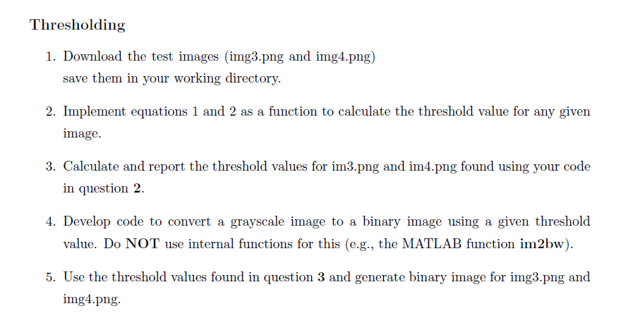 Solved Otsu's Method This method assumes that the image | Chegg.com