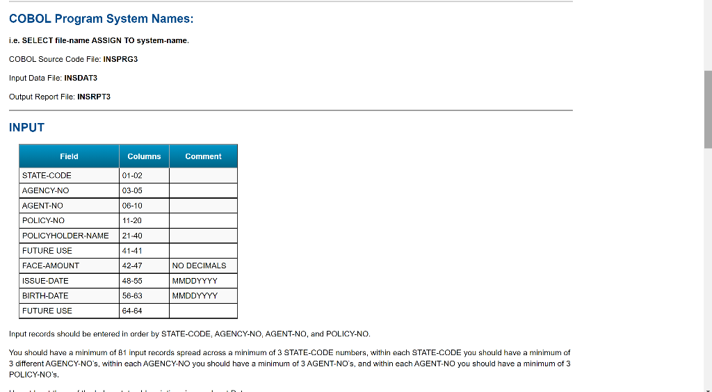 COBOL Program System Names: i.e. SELECT file-name | Chegg.com