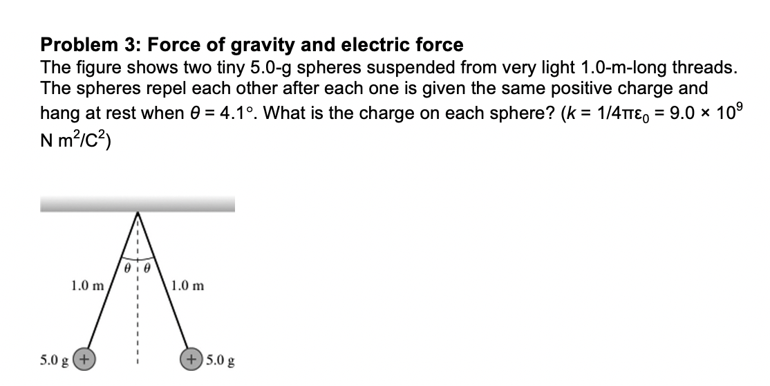 Solved Problem 3: Force of gravity and electric force The | Chegg.com