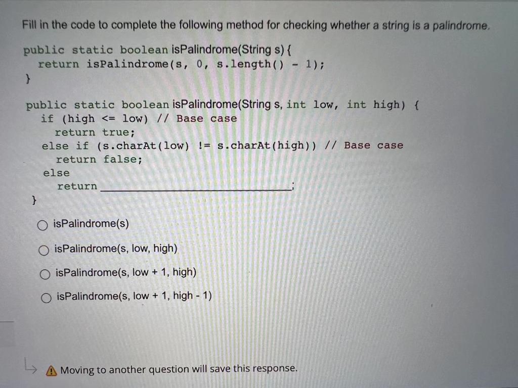 Solved Fill in the code to complete the following method for | Chegg.com