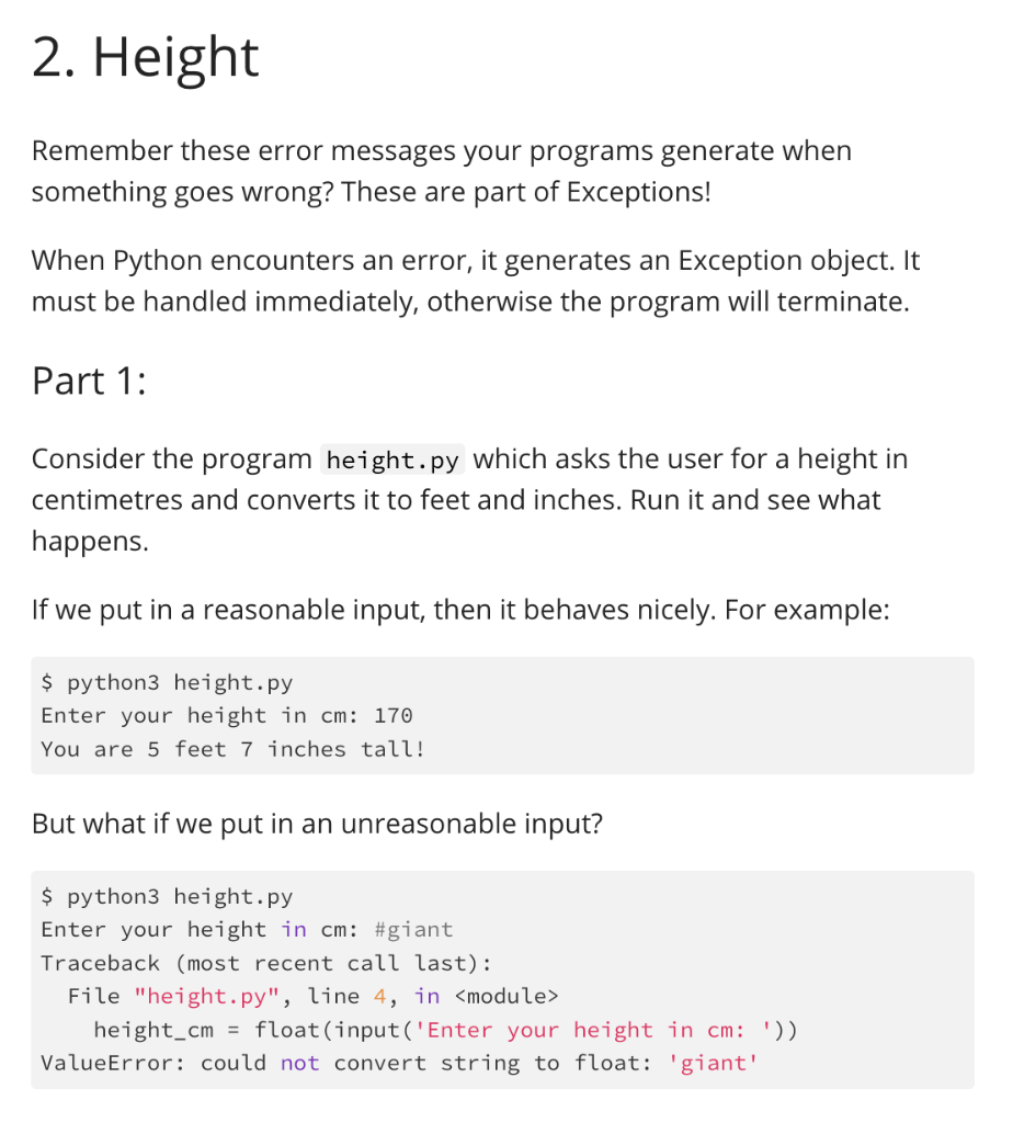 Solved 2. Height Remember these error messages your programs | Chegg.com