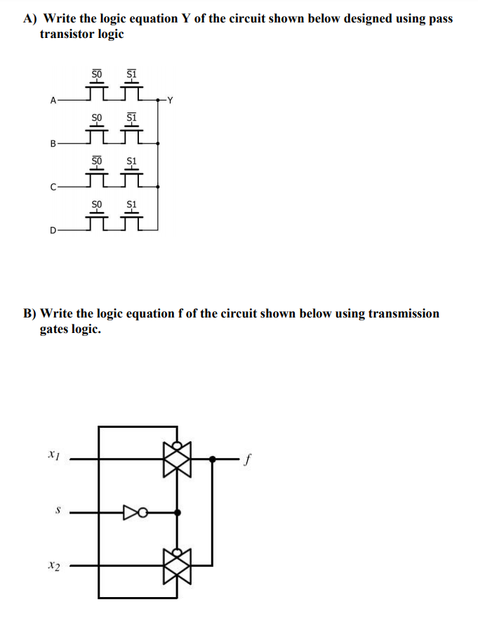 Solved A) Write the logic equation Y of the circuit shown | Chegg.com