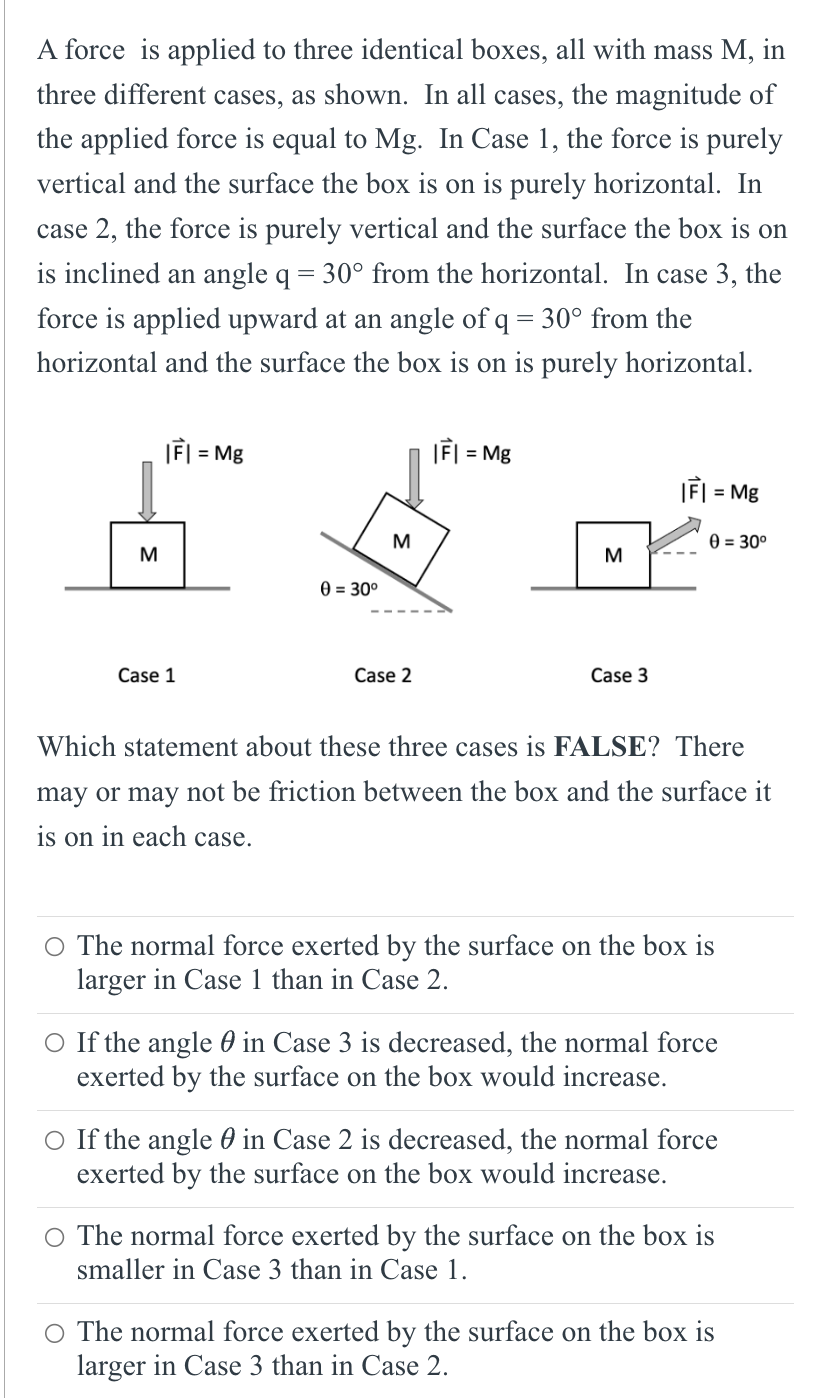Solved A force is applied to three identical boxes, all with | Chegg.com