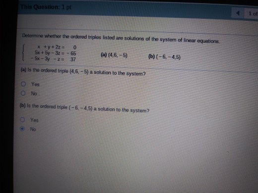 Solved determine whether the ordered triples listed are | Chegg.com
