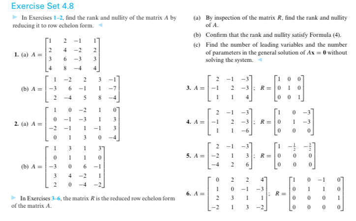 Solved Exercise Set 4.8 In Exercises 1-2, find the rank and | Chegg.com
