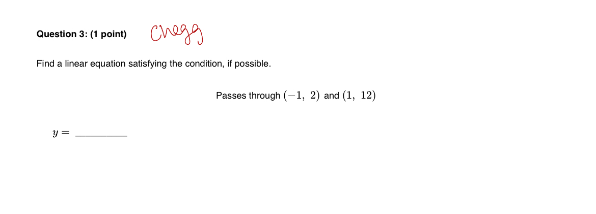 Solved Question 3 1 ﻿point Cheggfind A Linear Equation