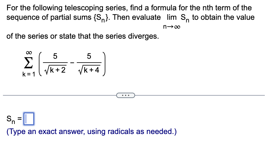 Solved For the following telescoping series, find a formula | Chegg.com