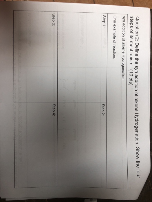 Solved Question 2: Define the syn addition of alkene | Chegg.com