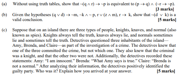 Solved A Without Using Truth Tables Show That ∼q∧r→∼p 