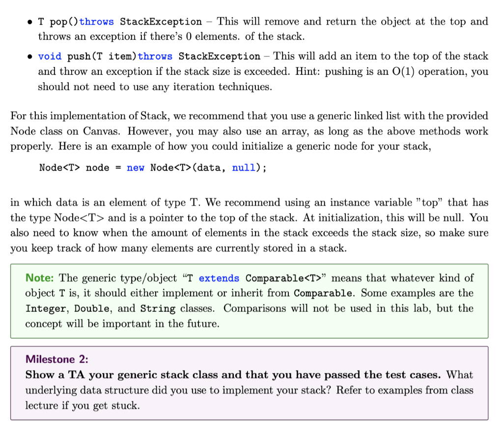 Solved 2 A Generic Stack Class A stack is an abstract data | Chegg.com