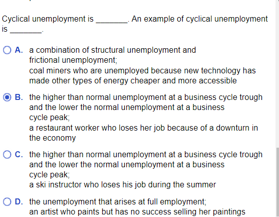 Solved Cyclical unemployment isAn example of cyclical | Chegg.com