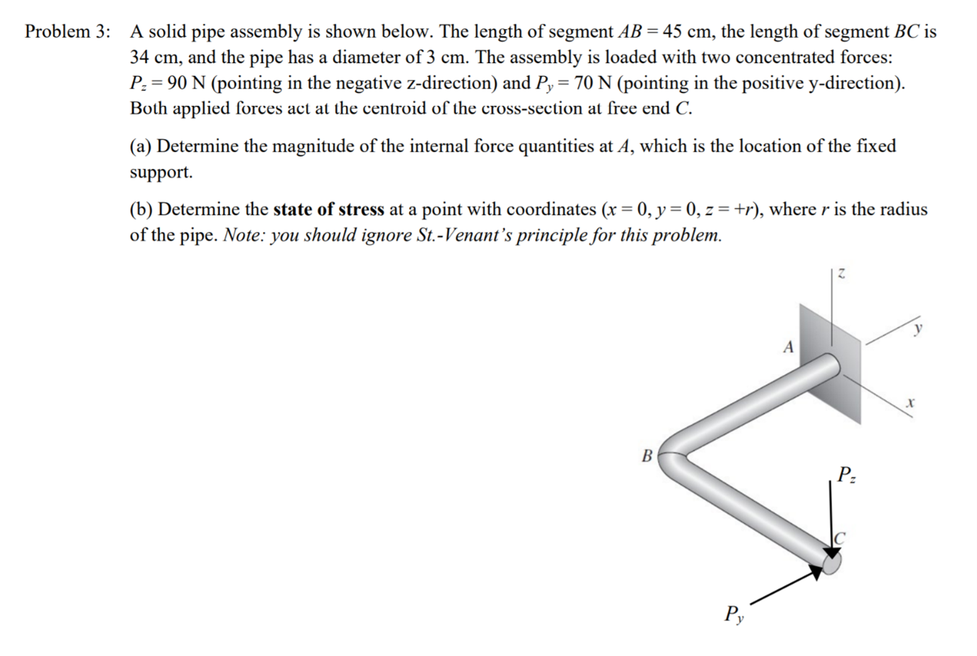 Solved Problem 3: A solid pipe assembly is shown below. The | Chegg.com