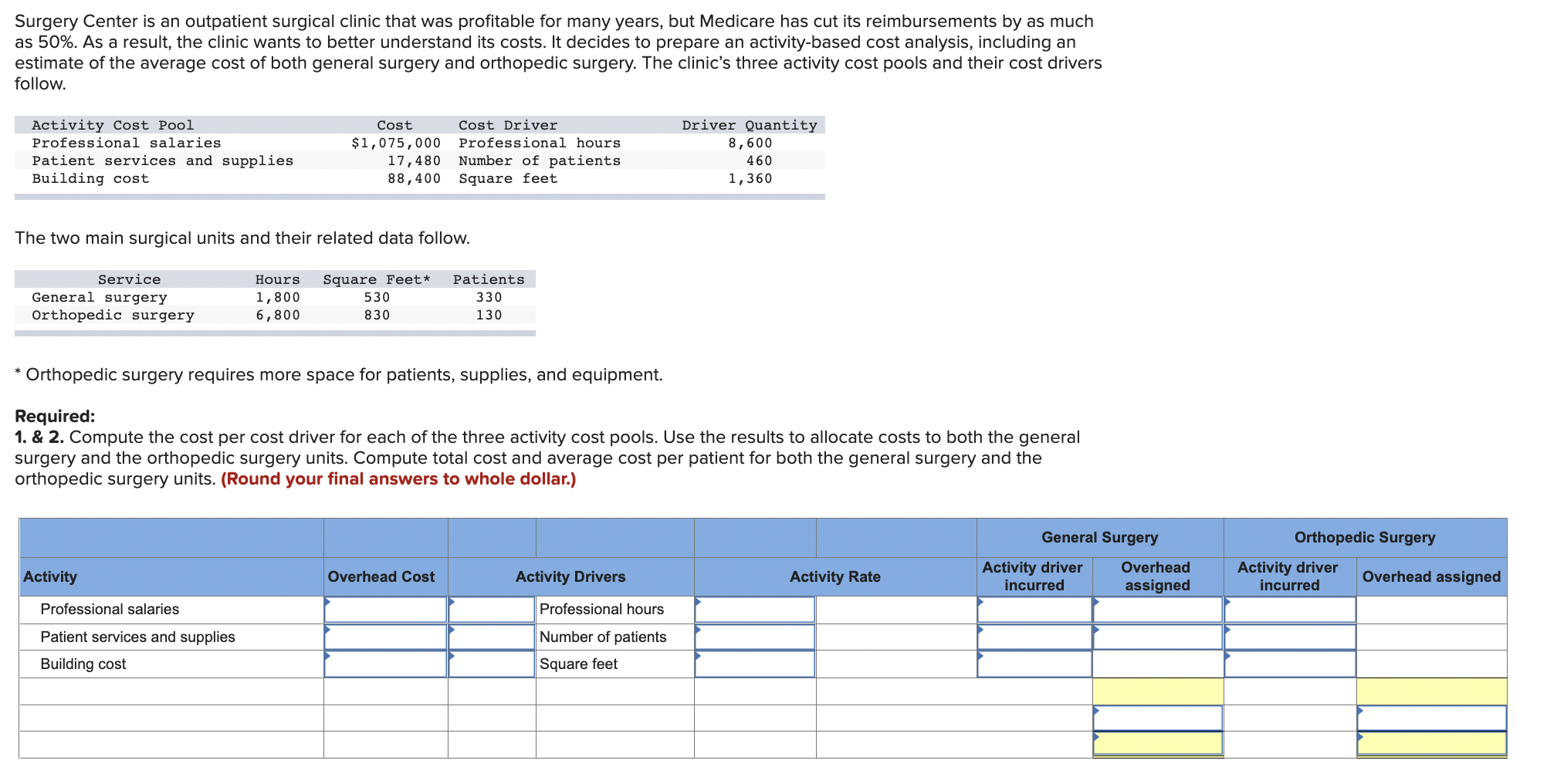 Solved Surgery Center is an outpatient surgical clinic that | Chegg.com