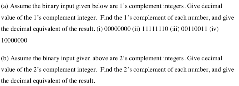 Solved (a) Assume the binary input given below are 1's | Chegg.com