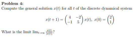 Solved Problem 4: Compute the general solution z(t) for all | Chegg.com