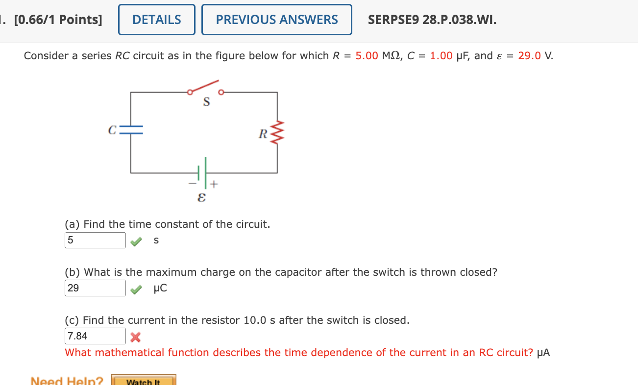 Solved Consider a series RC circuit as in the figure below | Chegg.com