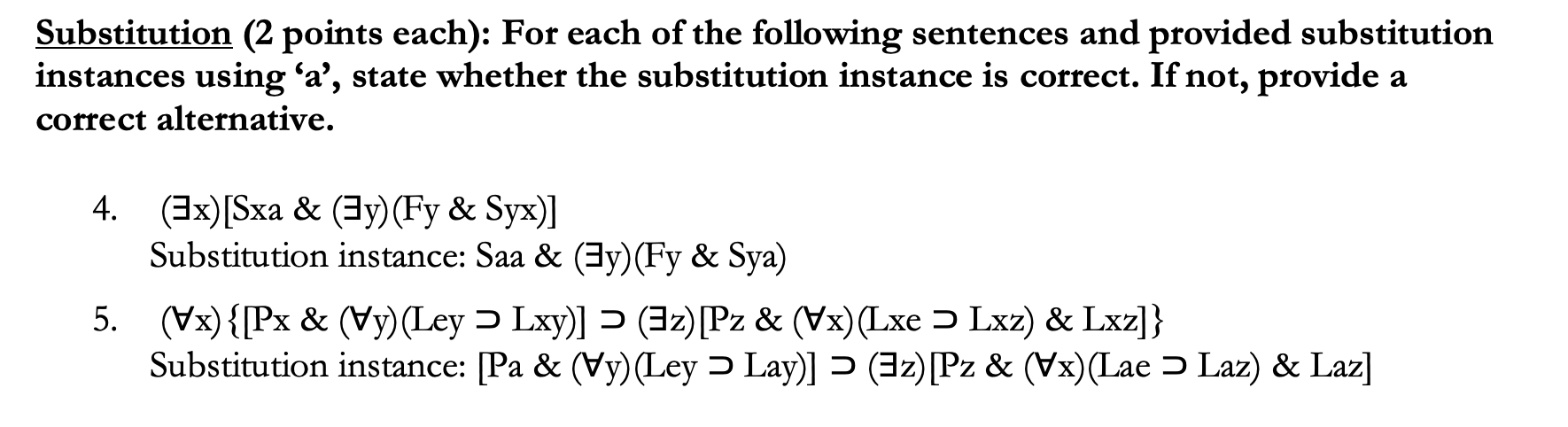 Substitution (2 points each): For each of the | Chegg.com