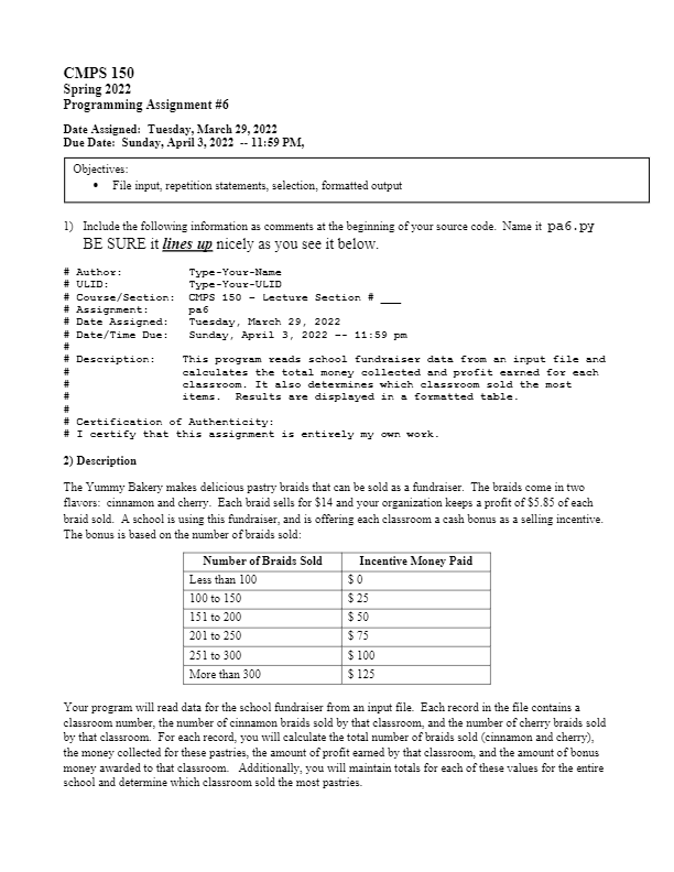 Solved Cmps 150 Spring 2022 Programming Assignment 6 Date