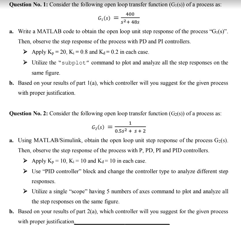 Solved Question No. 1: Consider the following open loop | Chegg.com