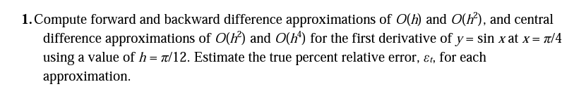 Solved 1. Compute forward and backward difference | Chegg.com