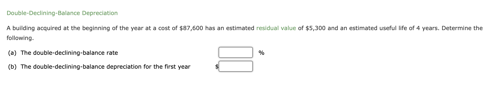 Solved Double-Declining-Balance Depreciation A building | Chegg.com