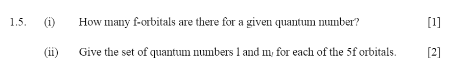 Solved 5. (i) How many f-orbitals are there for a given | Chegg.com