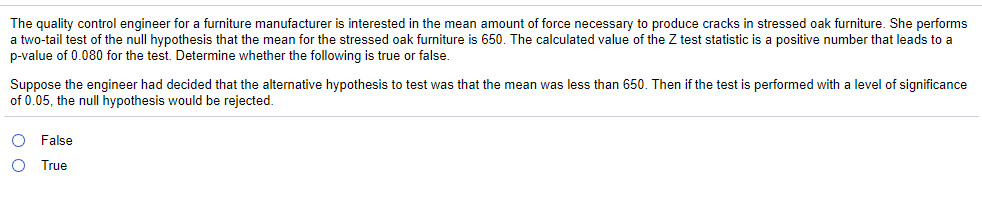 Solved The quality control engineer for a furniture | Chegg.com