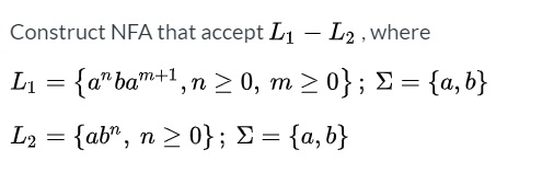 Solved Construct NFA that accept L1 L2 , where Li = | Chegg.com