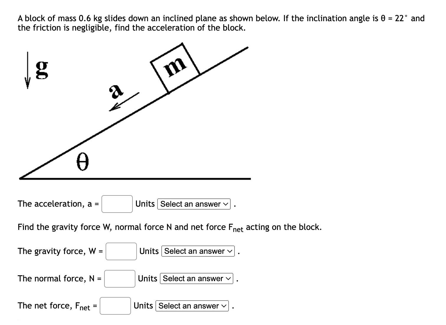 Solved A block of mass 0.6 ﻿kg slides down an inclined plane | Chegg.com