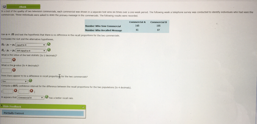 Solved eBook In a test of the quality of two television | Chegg.com