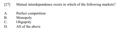 Solved [27] Mutual interdependence exists in which of the | Chegg.com