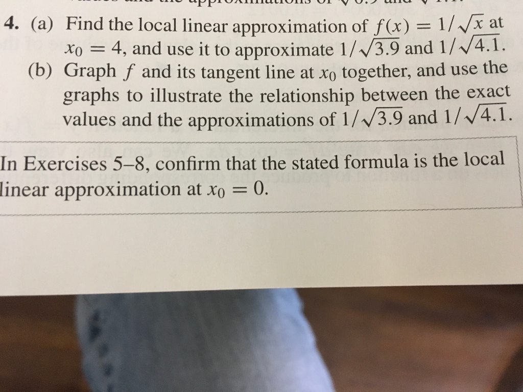 Solved 4. (a) Find the local linear approximation of f(x) = | Chegg.com