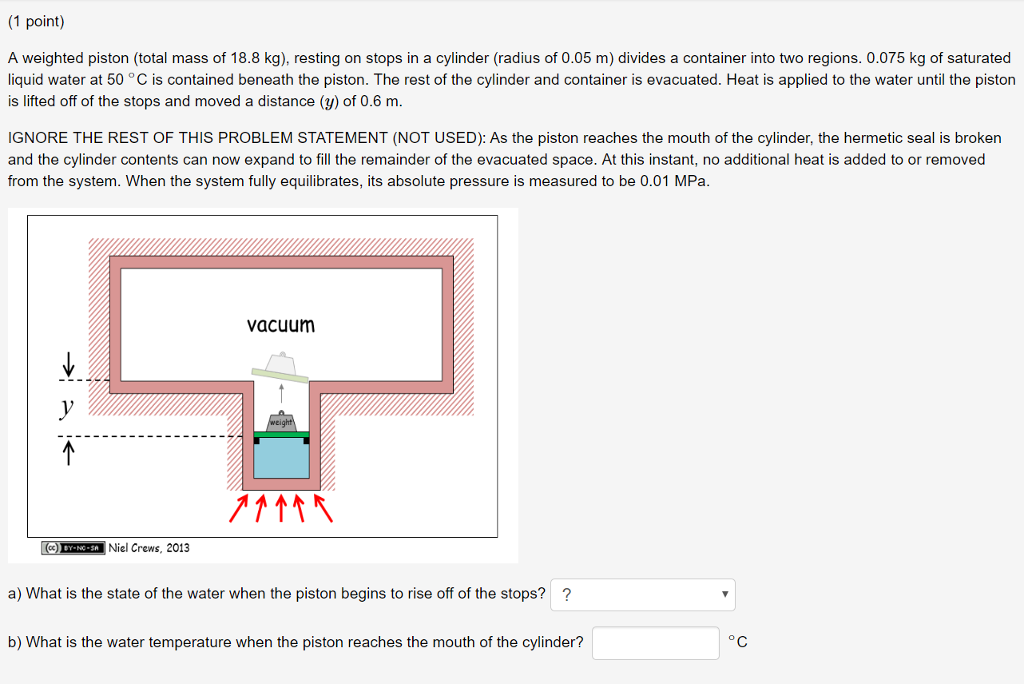 Solved A weighted piston (total mass of 18.8 kg), resting on | Chegg.com